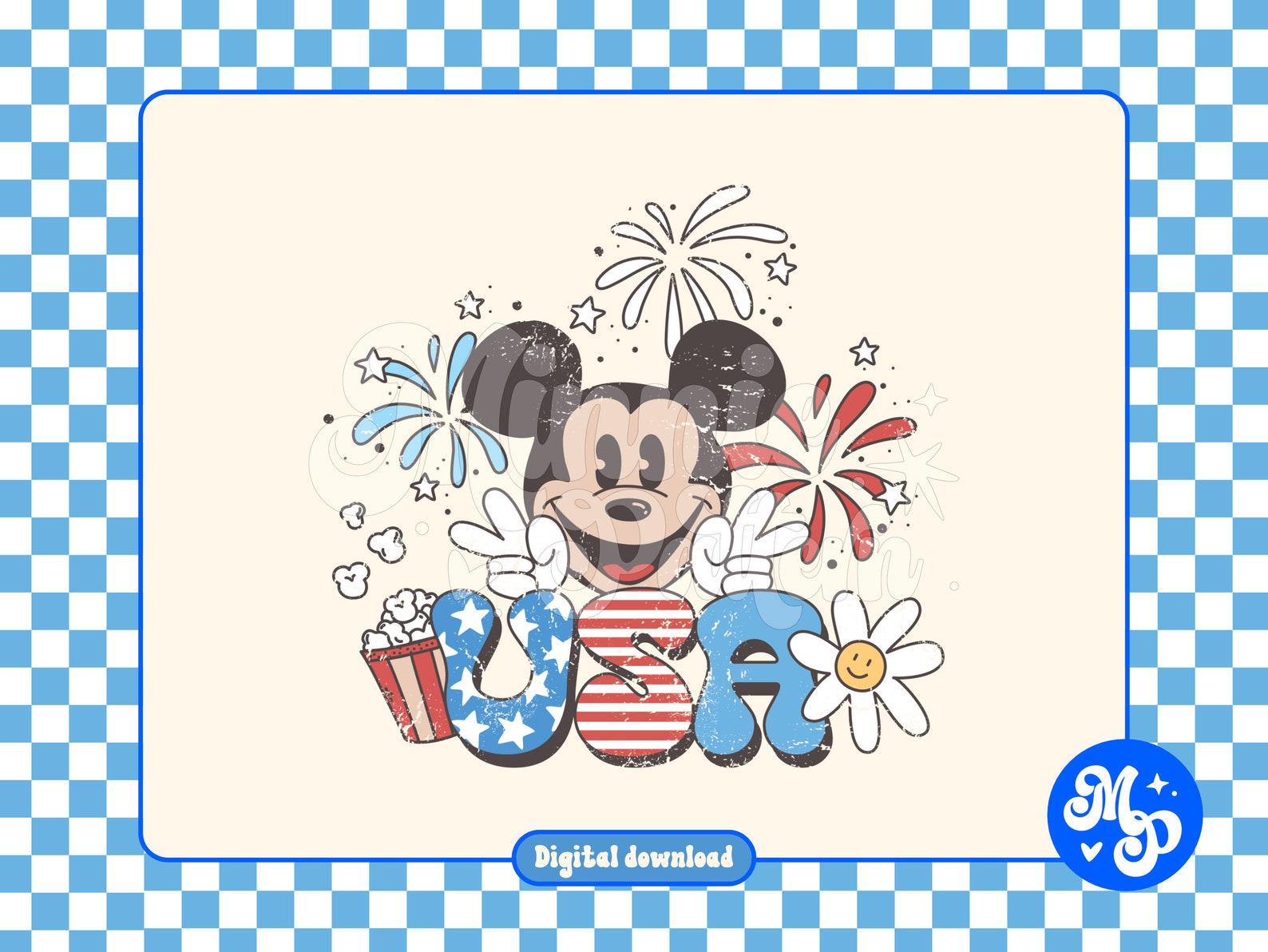 Retro Mickey Mouse PNG 4th July Mickey USA PNG for - Etsy