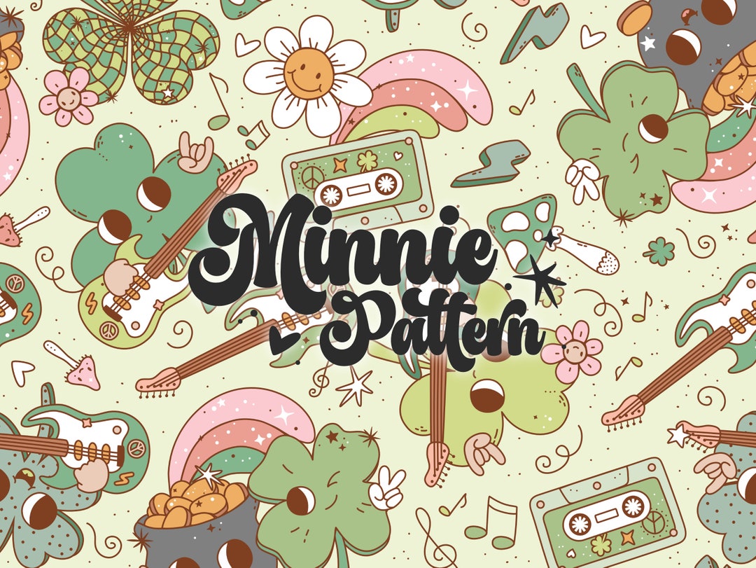 Groovy Retro Characters Pattern St Patricks Day, Lucky Shamrock Digital ...