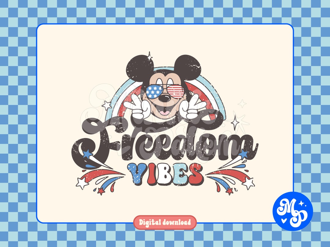 Retro Mickey PNG, 4th of July Mouse, Freedom Vibes, Patriotic PNG for ...