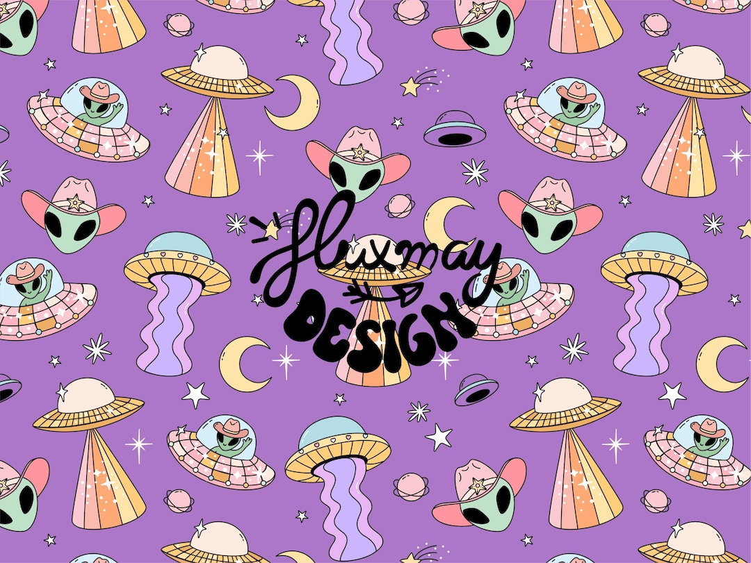 Disco Cowboys and Aliens Seamless Pattern, Groovy Wild West Repeated ...