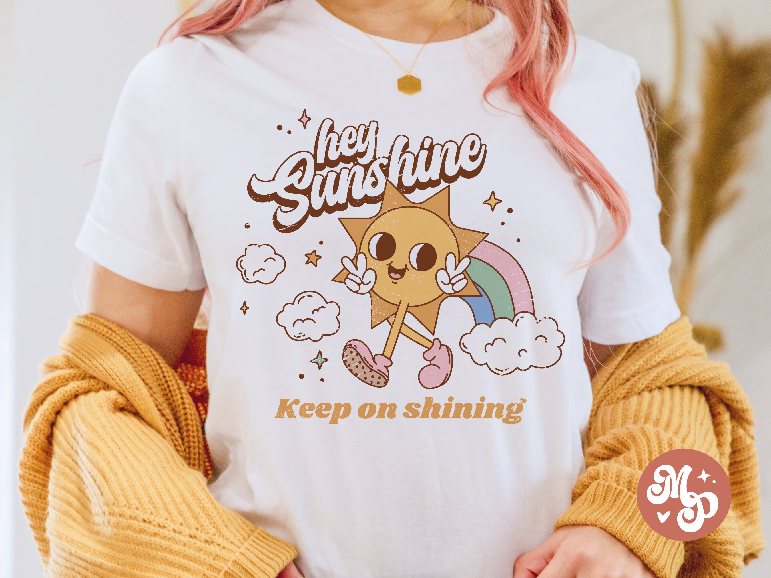 Hey Sunshine Keep on Shining PNG, Groovy Retro Design, Cute Trendy ...