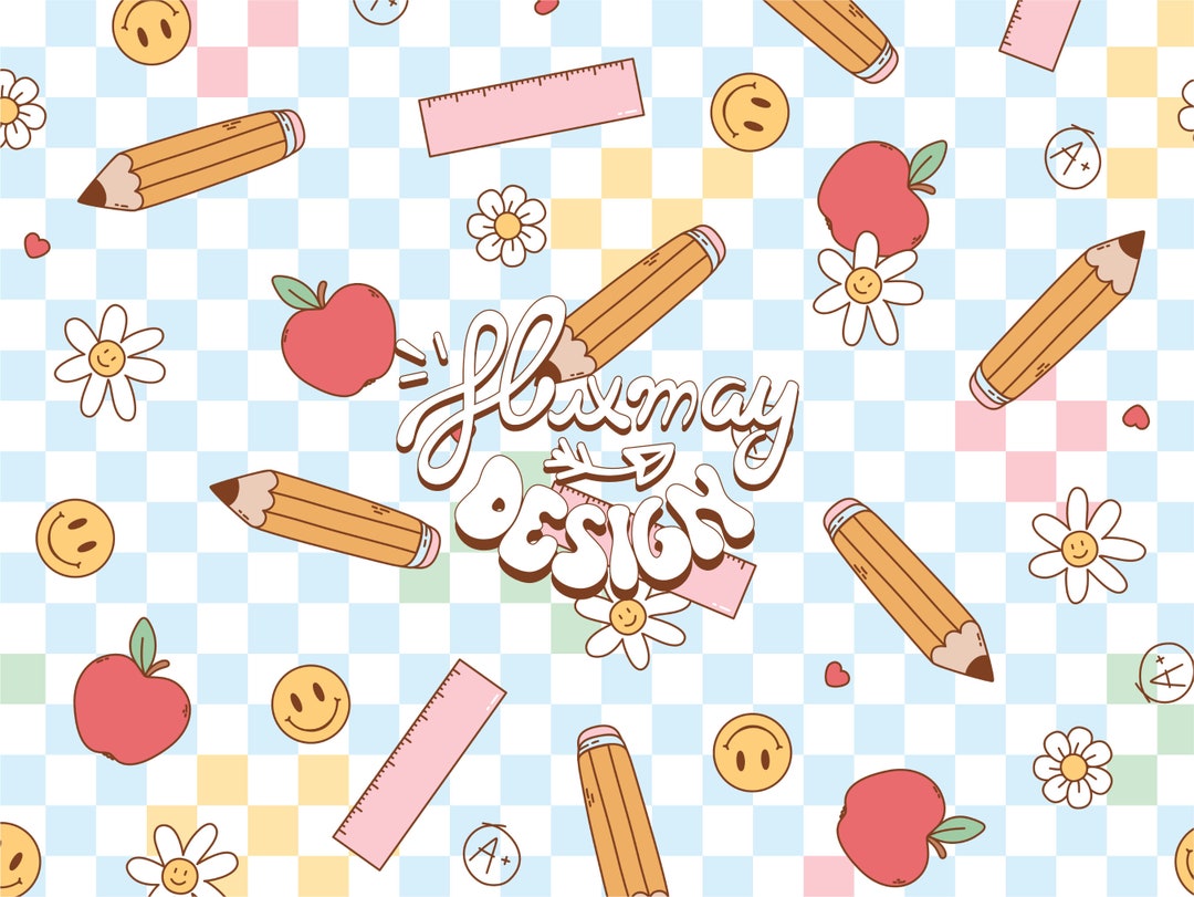 Groovy School Seamless Repeating Pattern - Groovy Retro Back to School ...