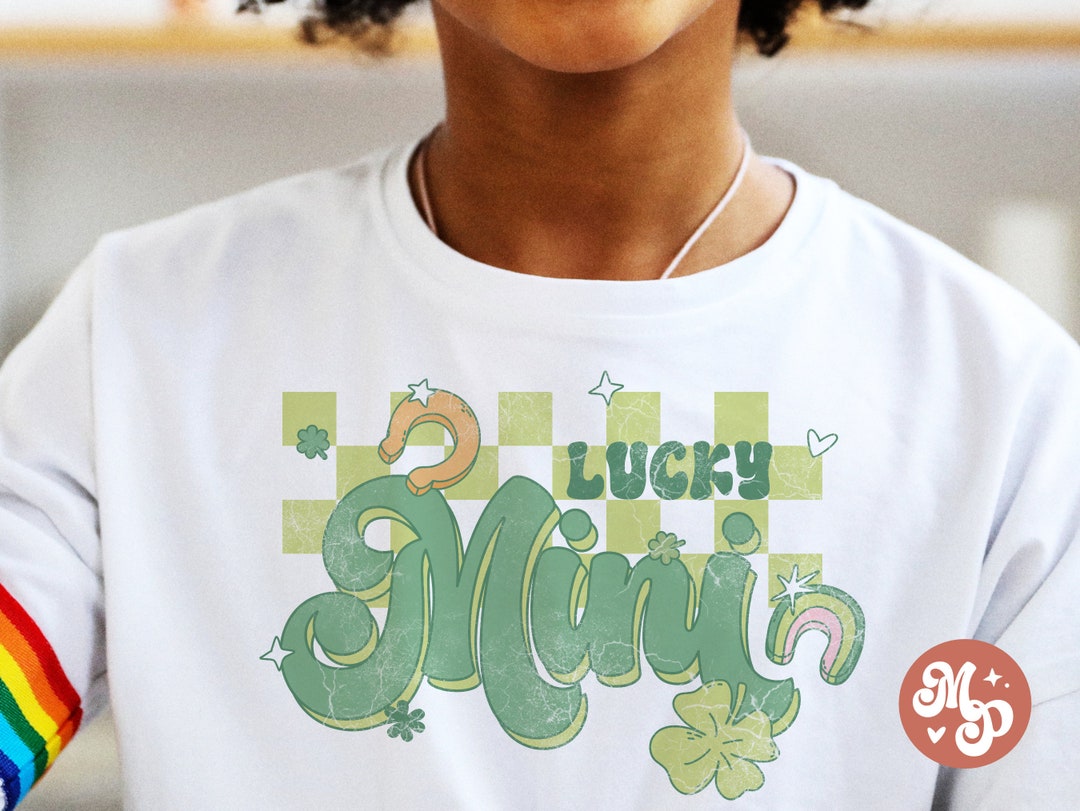 Lucky Mini PNG, Cute Retro Shirt Design for Kids, Groovy St Patty's Day Sublimation, St ...