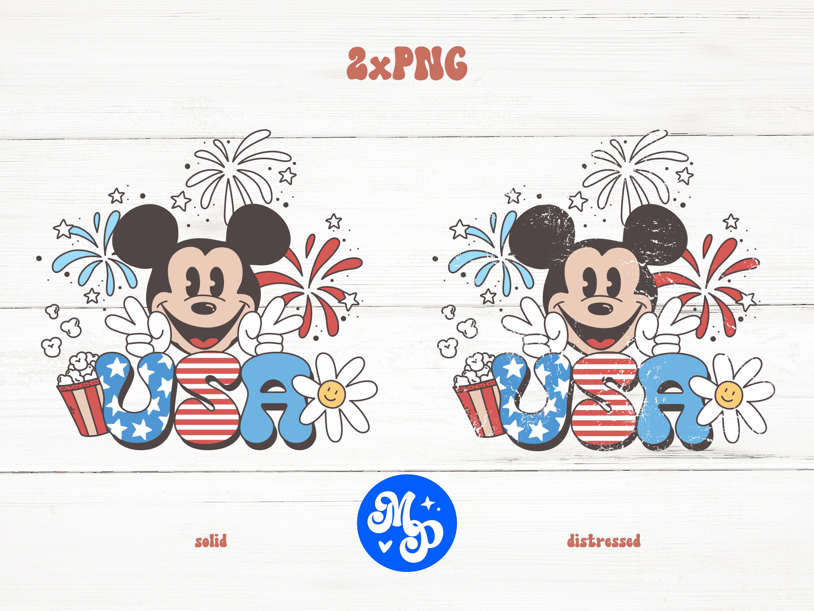 Retro Mickey Mouse PNG 4th July Mickey USA PNG for - Etsy