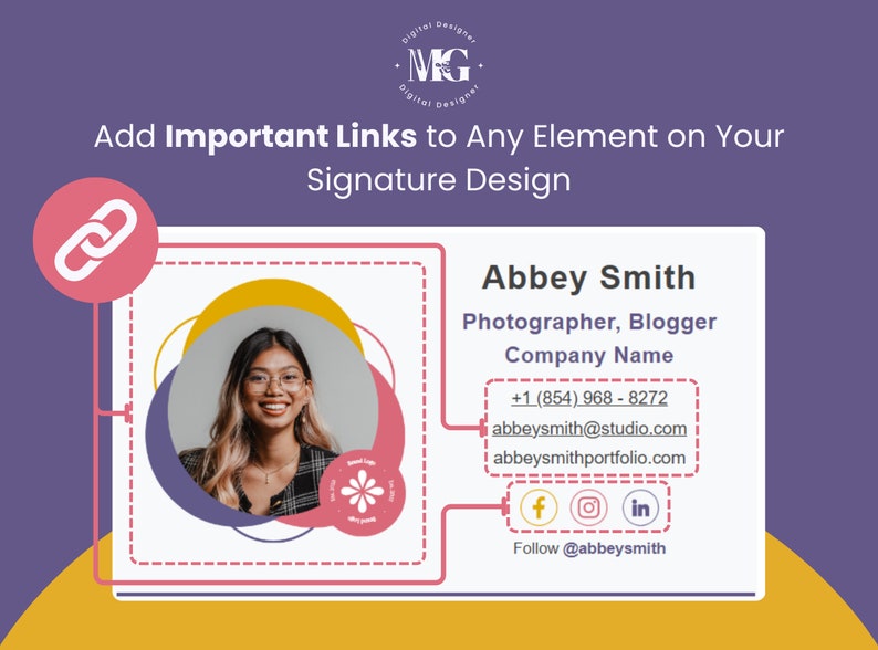 HTML Email Signature Template Gmail Compatible W/ Clickable Links Tricolor pyp - Etsy