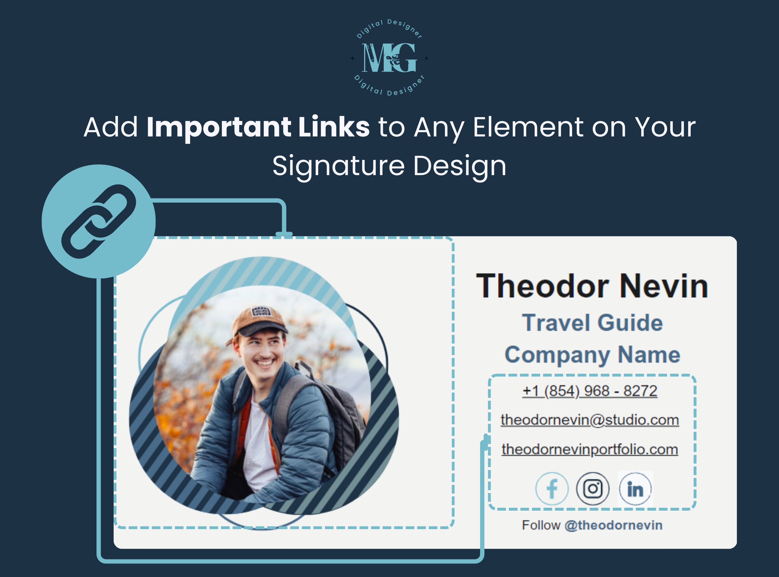 HTML Email Signature Template Modern, Custom Gmail Compatible With Clickable Links Tricolor ...