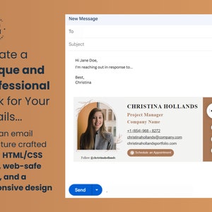 HTML Email Signature Template Modern Gmail Compatible W/ Clickable Links Arch bronze - Etsy