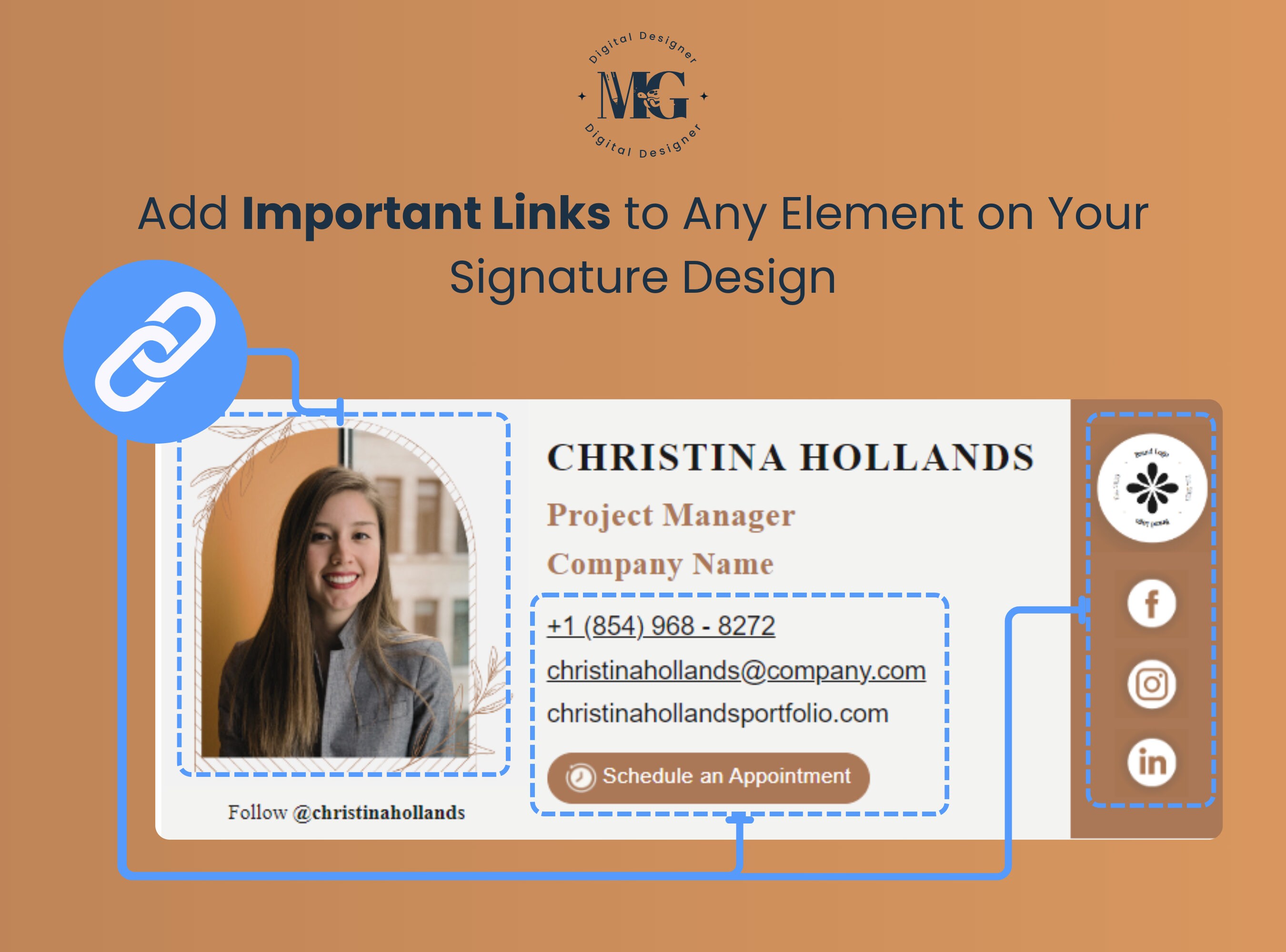 HTML Email Signature Template Modern Gmail Compatible W/ Clickable ...