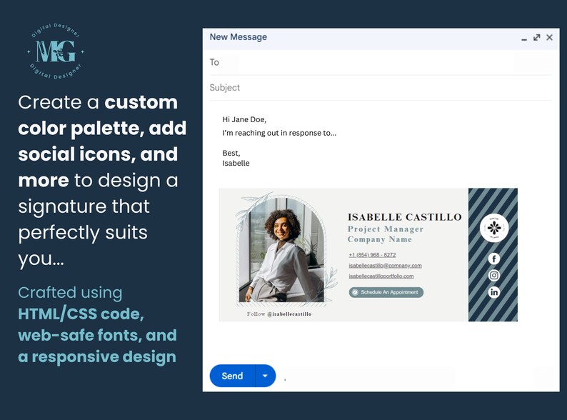 HTML Email Signature Template Modern, Custom Gmail Compatible, Clickable Links Arch custom - Etsy