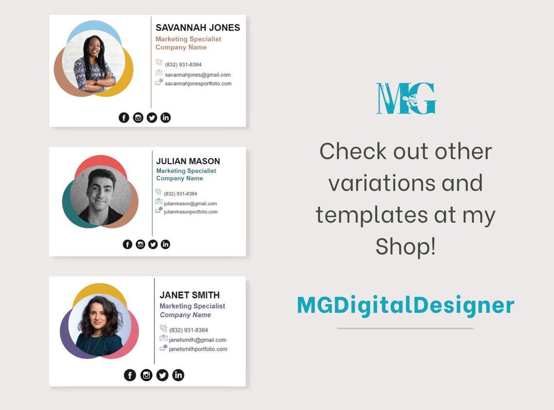 Clickable Email Signature Template Gmail Compatible W/ - Etsy