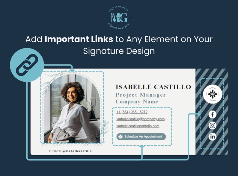 HTML Email Signature Template Modern, Custom Gmail Compatible, Clickable Links Arch custom - Etsy