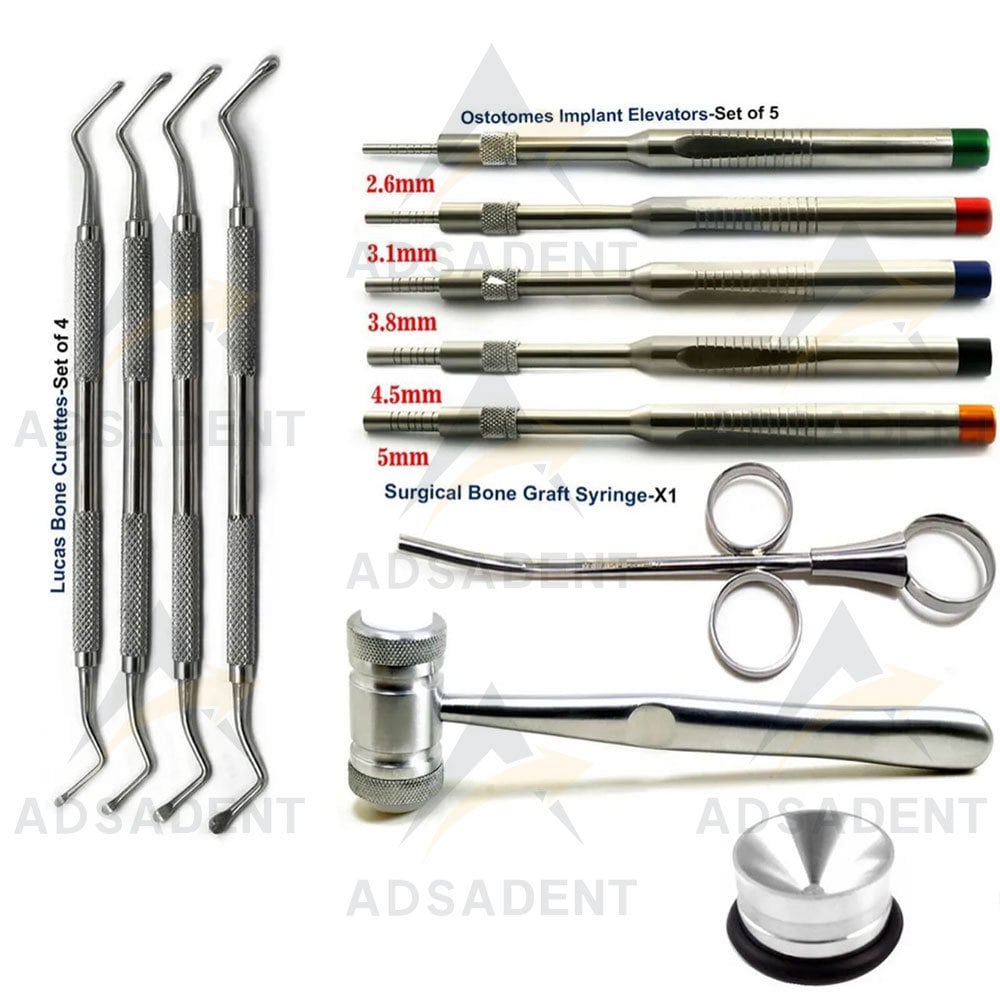 Dental Implant Surgery Sinus Lift Osteotome Lucas Bone Curette Graft ...