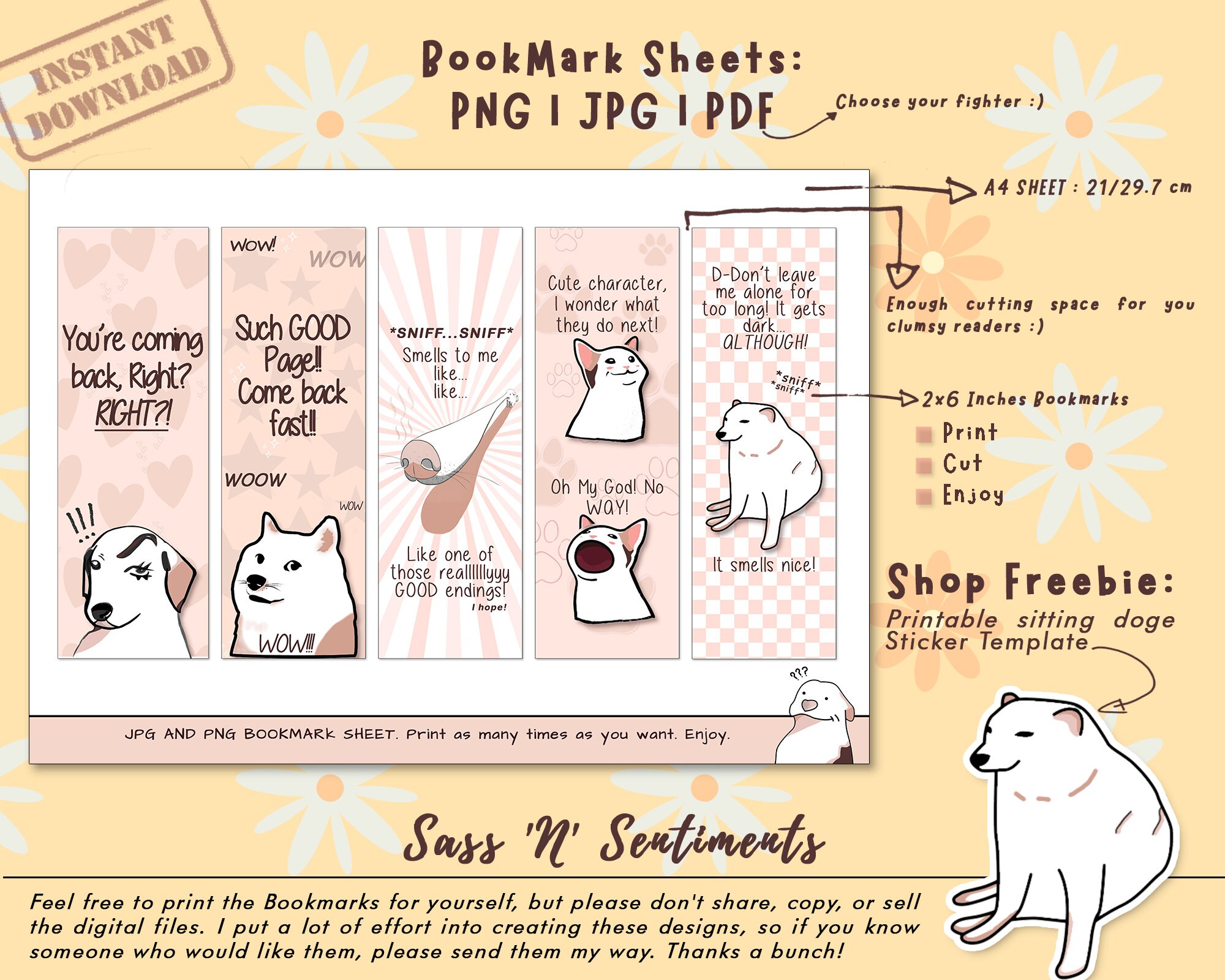 Funny Bookmark Bundle 5 Funny Meme Bookmarks Digital - Etsy