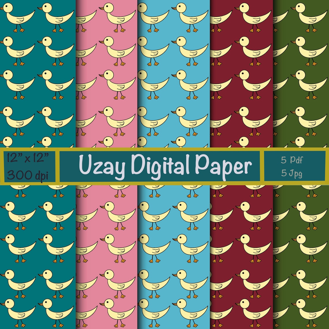 Prints Paper for Kids Printable Cute Digital Paper Set - Etsy