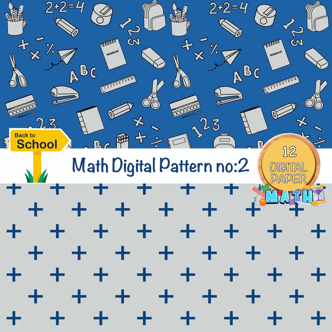 Mathematics Back to School Digital Paper and Geometry Scrapbook Papers ...