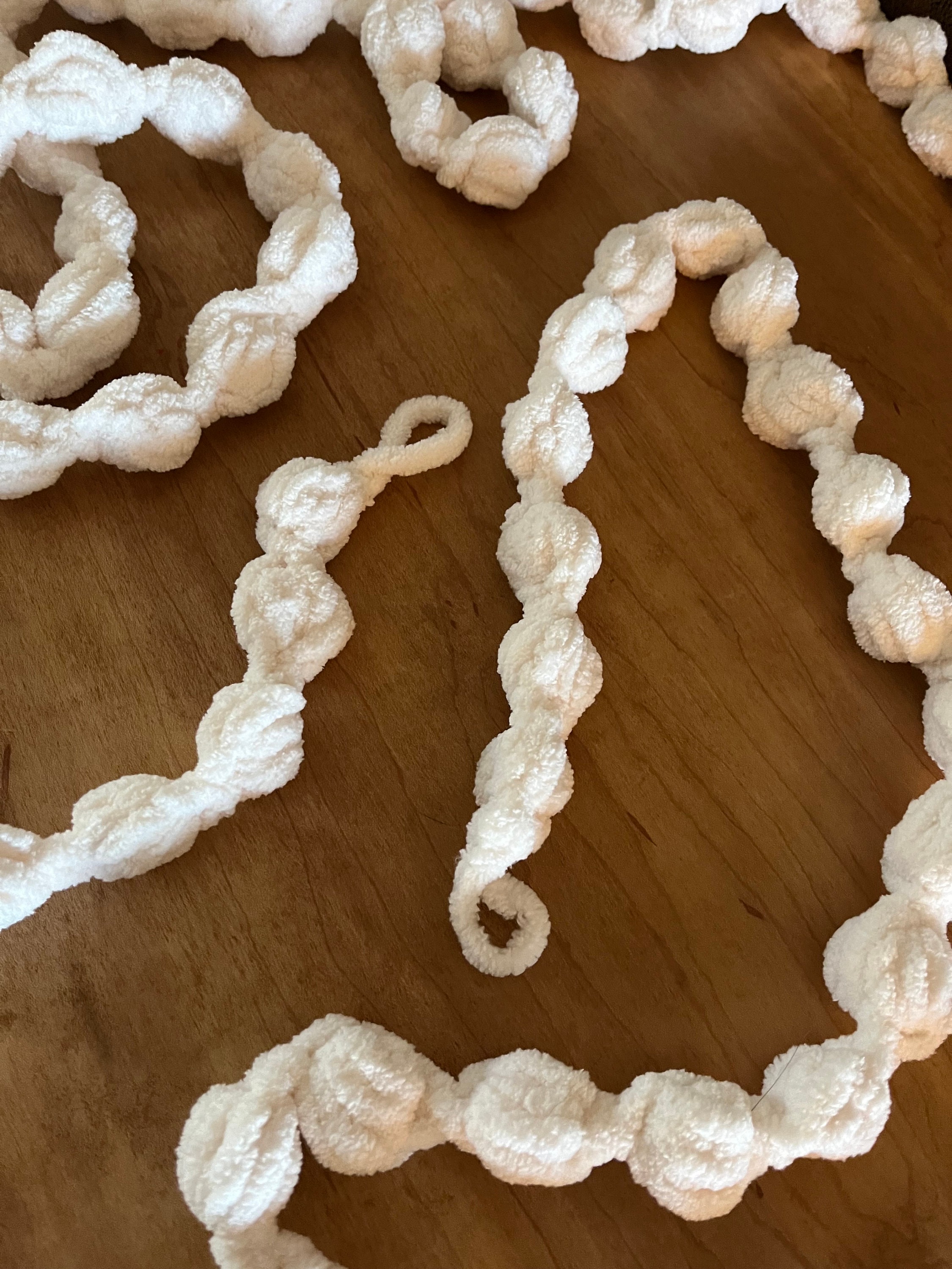 40 Ft Crochet Christmas Tree Puffy Off White, Cream Garland Farmhouse ...