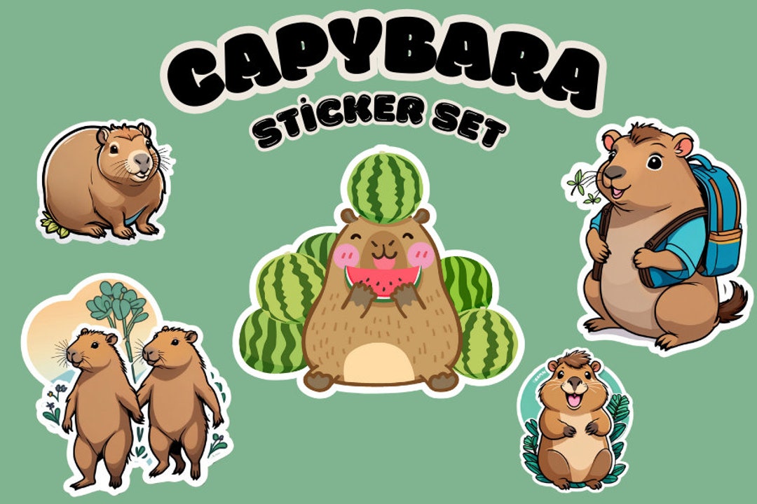 Cute Capybara Sticker Png,sweet Capybara Sticker Set Chip,couple ...