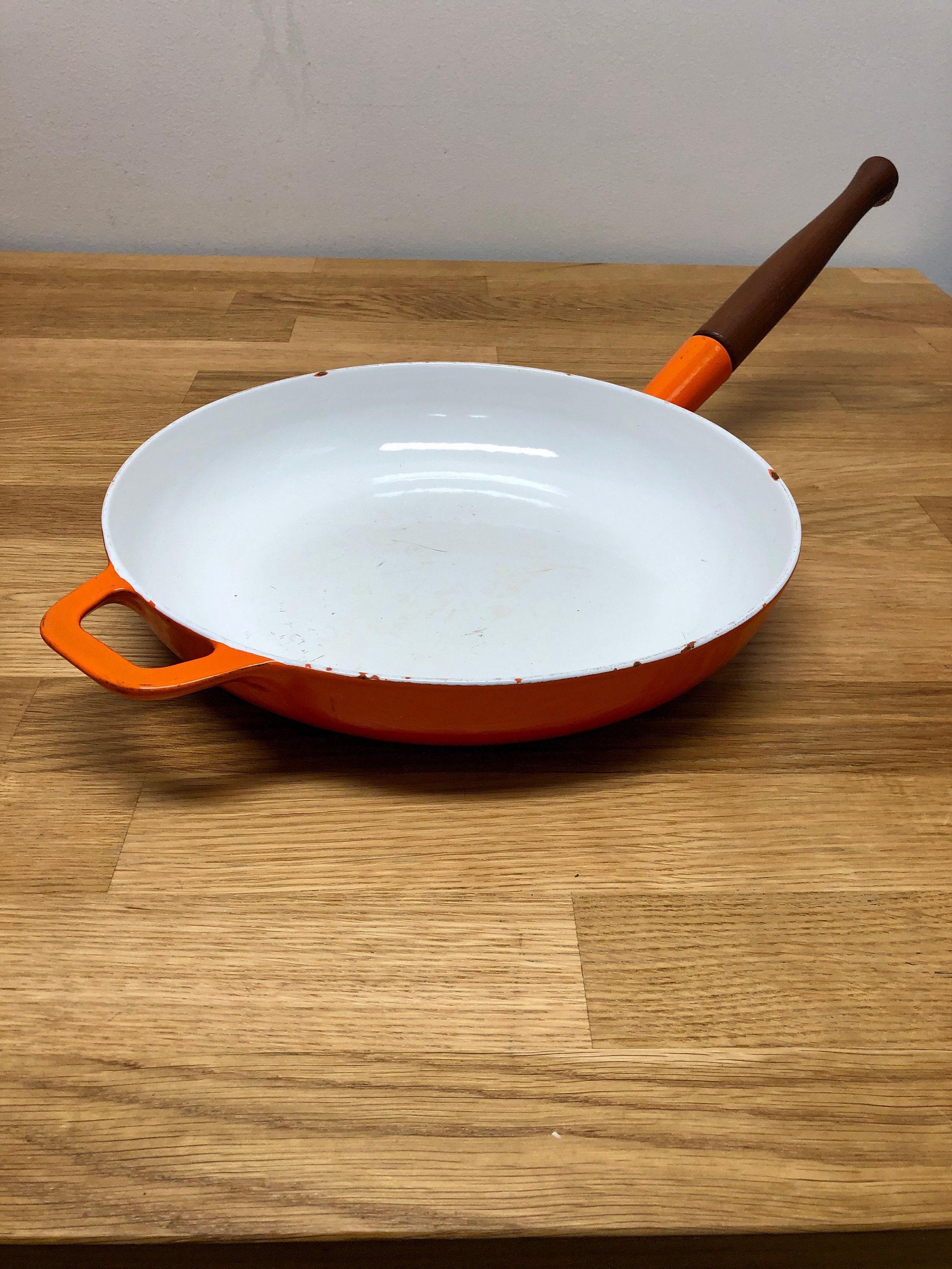 RARE Vintage Casron Red-orange Skillets and Sauce Pat Set Enamel Cast ...