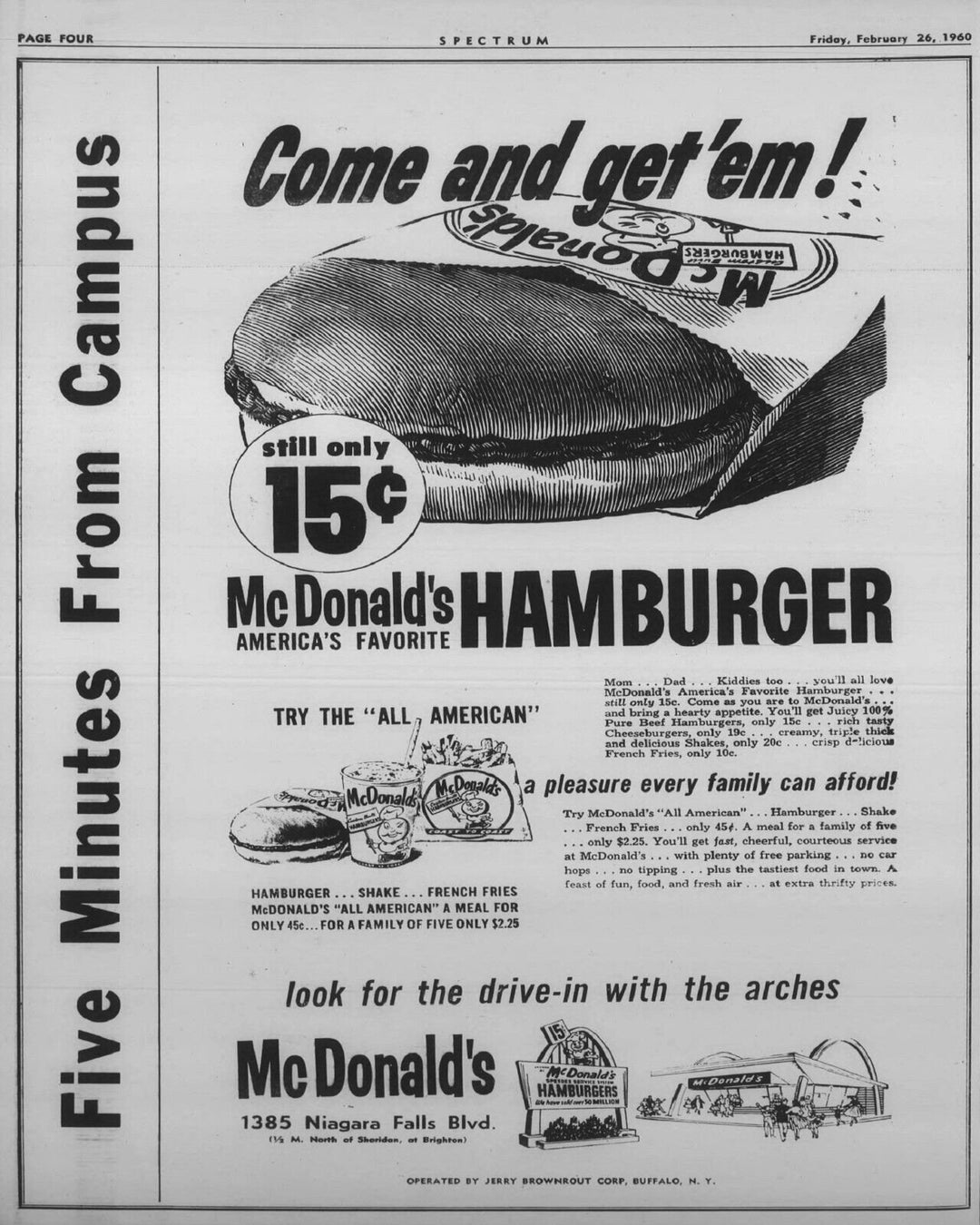 Mcdonald's Burgers & Fries Newspaper Ad Advertisement Retro Picture ...