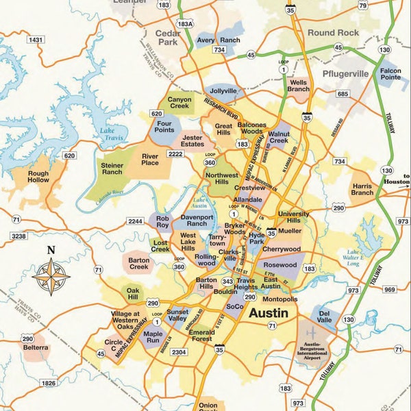 Austin Map - Etsy