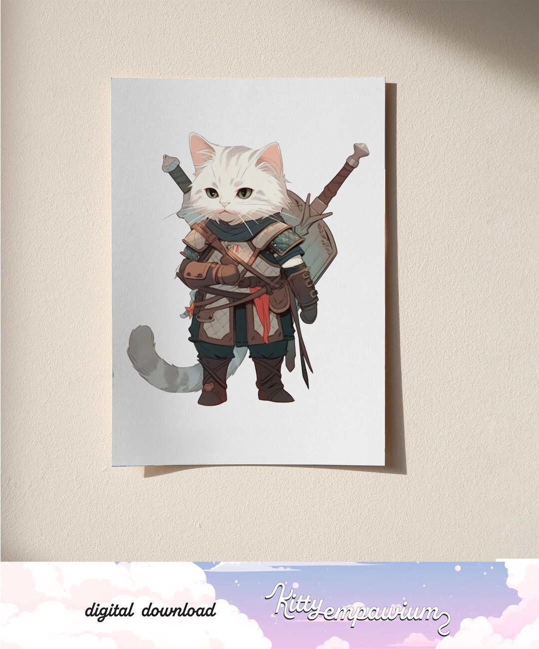 Feline Witcher Magic: Geralt-inspired Cat Illustration - Instant ...