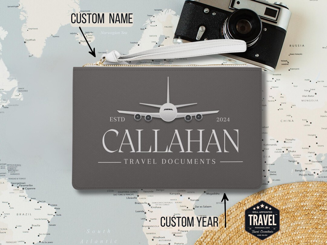 Personalized Travel Passport Holder Vegan Leather Travel Document ...