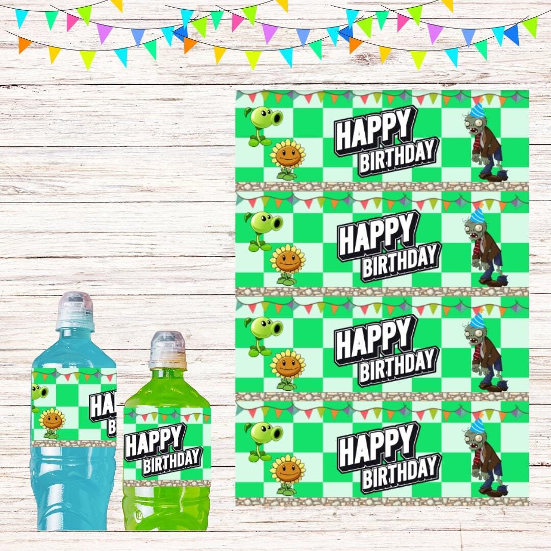 Plants Vs Zombies Inspired Party Kit for Printing. Bottle Wraps ...