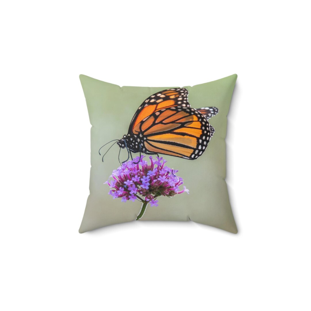 Butterfly Square Pillow, Monarch Pillow Cover, Decorative Throw Cushion ...