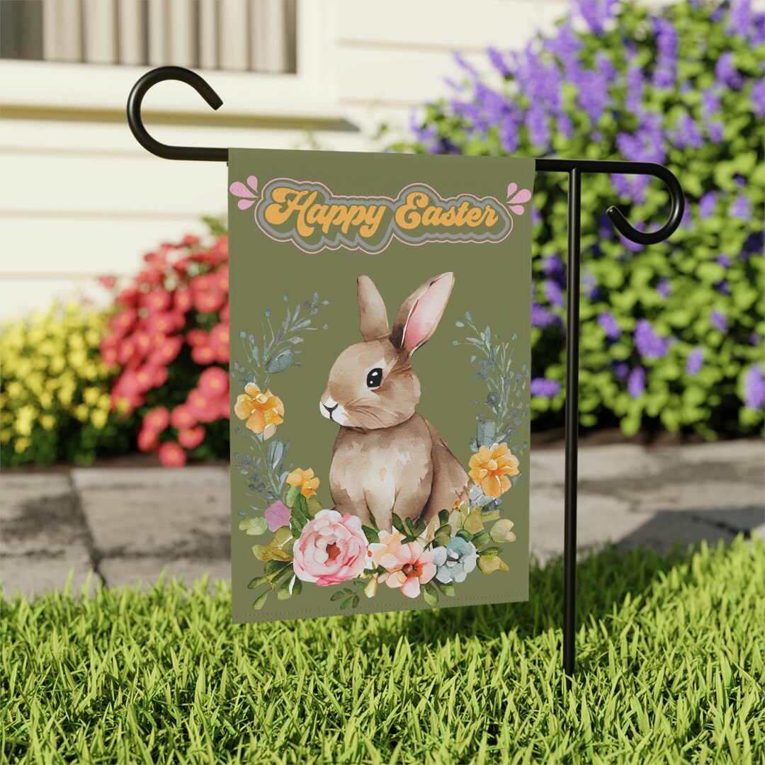 Happy Easter Flag, Porch Decor, Entry Flag, Porch Flag, Rabbit Flag ...
