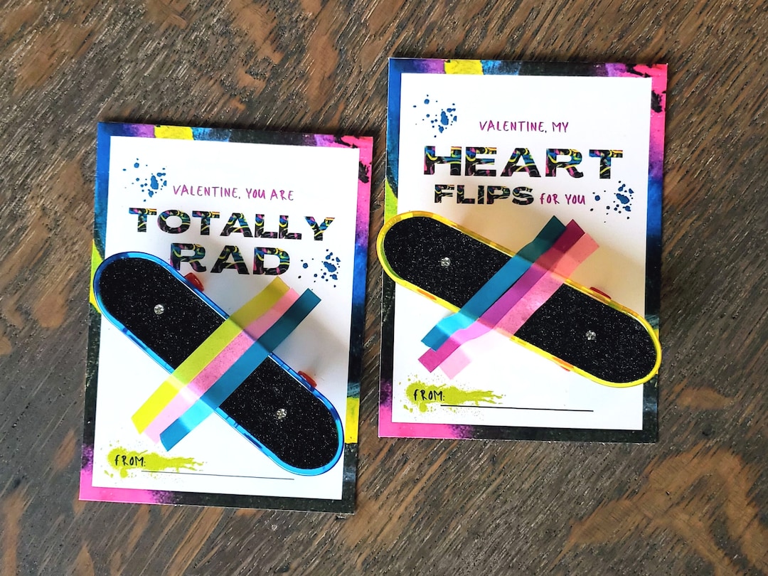 Finger Skateboard Valentine, Classroom Valentines, Toy Valentines, 4 ...