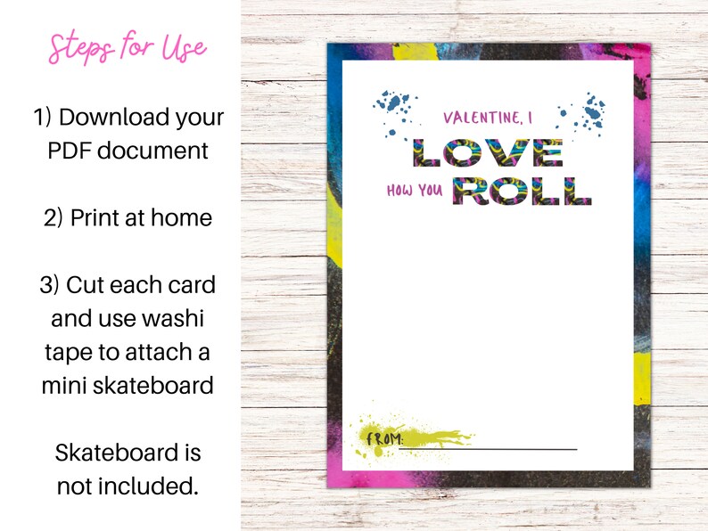 Finger Skateboard Valentine, Classroom Valentines, Toy Valentines, 4 ...