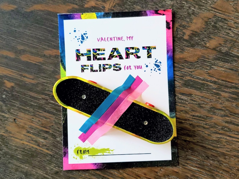 Finger Skateboard Valentine, Classroom Valentines, Toy Valentines, 4 ...