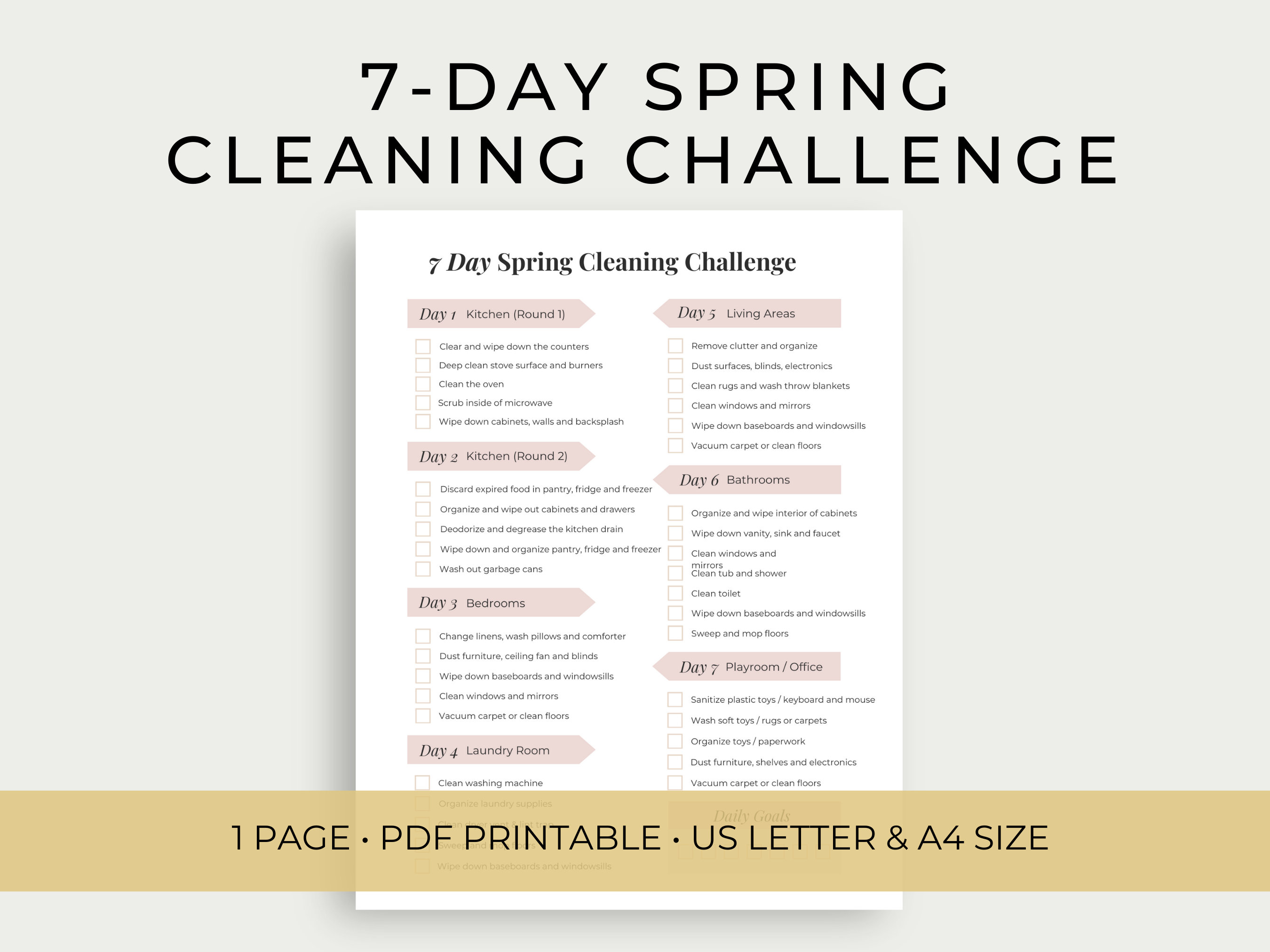 7 Day Spring Cleaning Challenge, Spring Cleaning Checklist, Deep ...