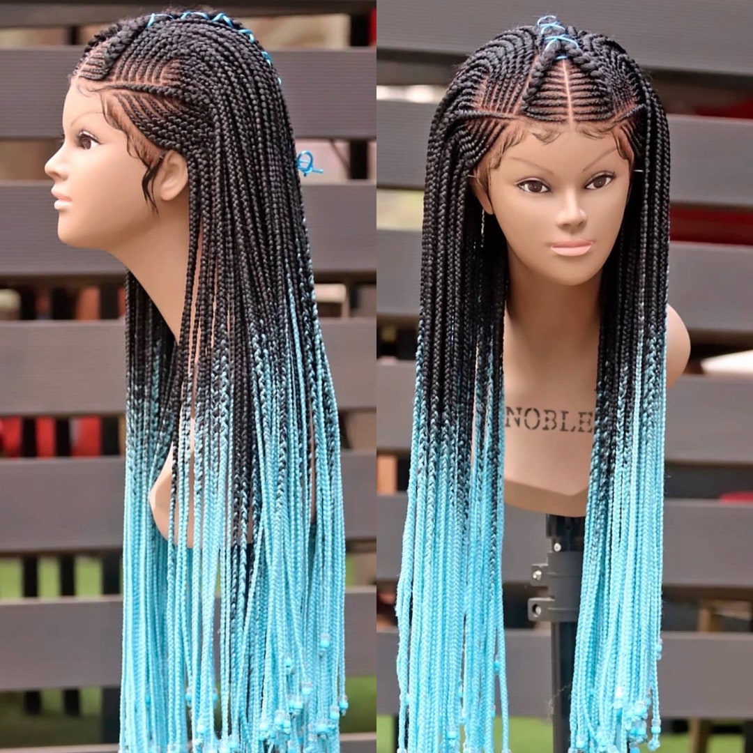 Fulani Cornrows Ghana Weaving, Handmade Braided Wig, Cornrow Wig Black ...