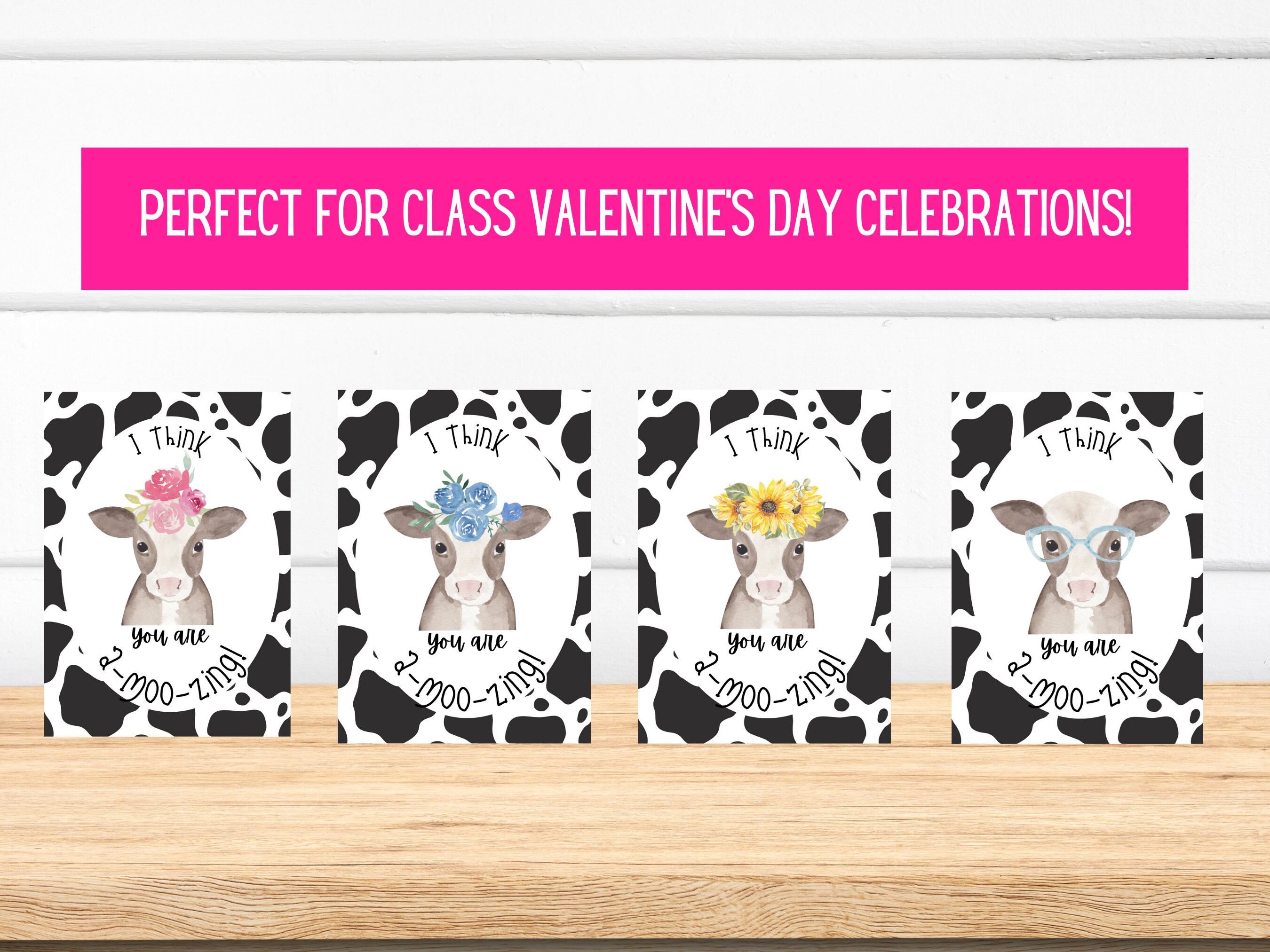 Cow Valentine's Day Card Cow Print Valentine's Girl's Valentine's Day ...