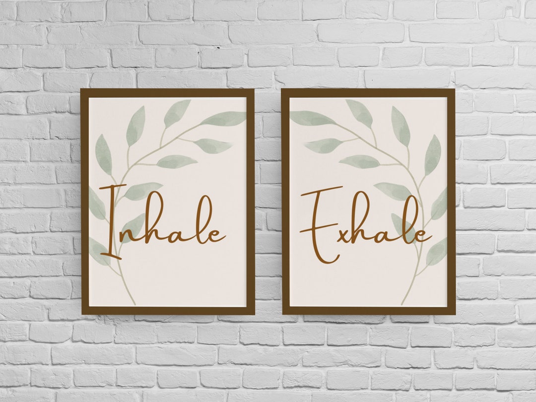 DIGITAL DOWNLOAD Inhale Exhale Set With Leaves Wall Art - Etsy