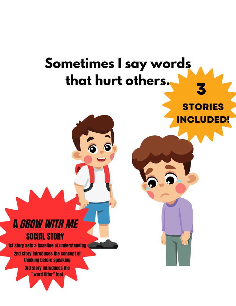 Hurtful Words Social Story- When My Words Hurt Someone - Etsy