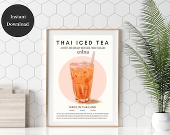 Thai Iced Tea Poster Thai Iced Tea Wall Art Thai Iced Tea Art Thai Iced ...