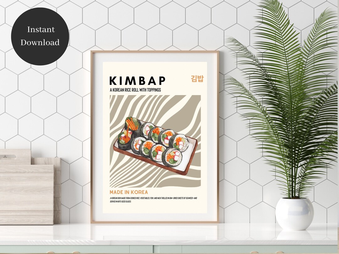 Korean Food Poster, Kimbap Wall Art Print, Food Home Decor, Digital ...
