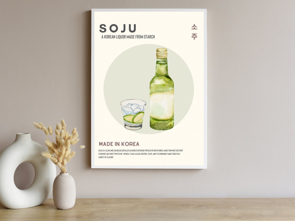 Korean Fried Chicken Soju Poster Set, Small Business Restaurant Decor ...