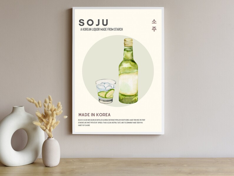 Korean Fried Chicken Soju Poster Set, Small Business Restaurant Decor, Minimalist Home Decor ...