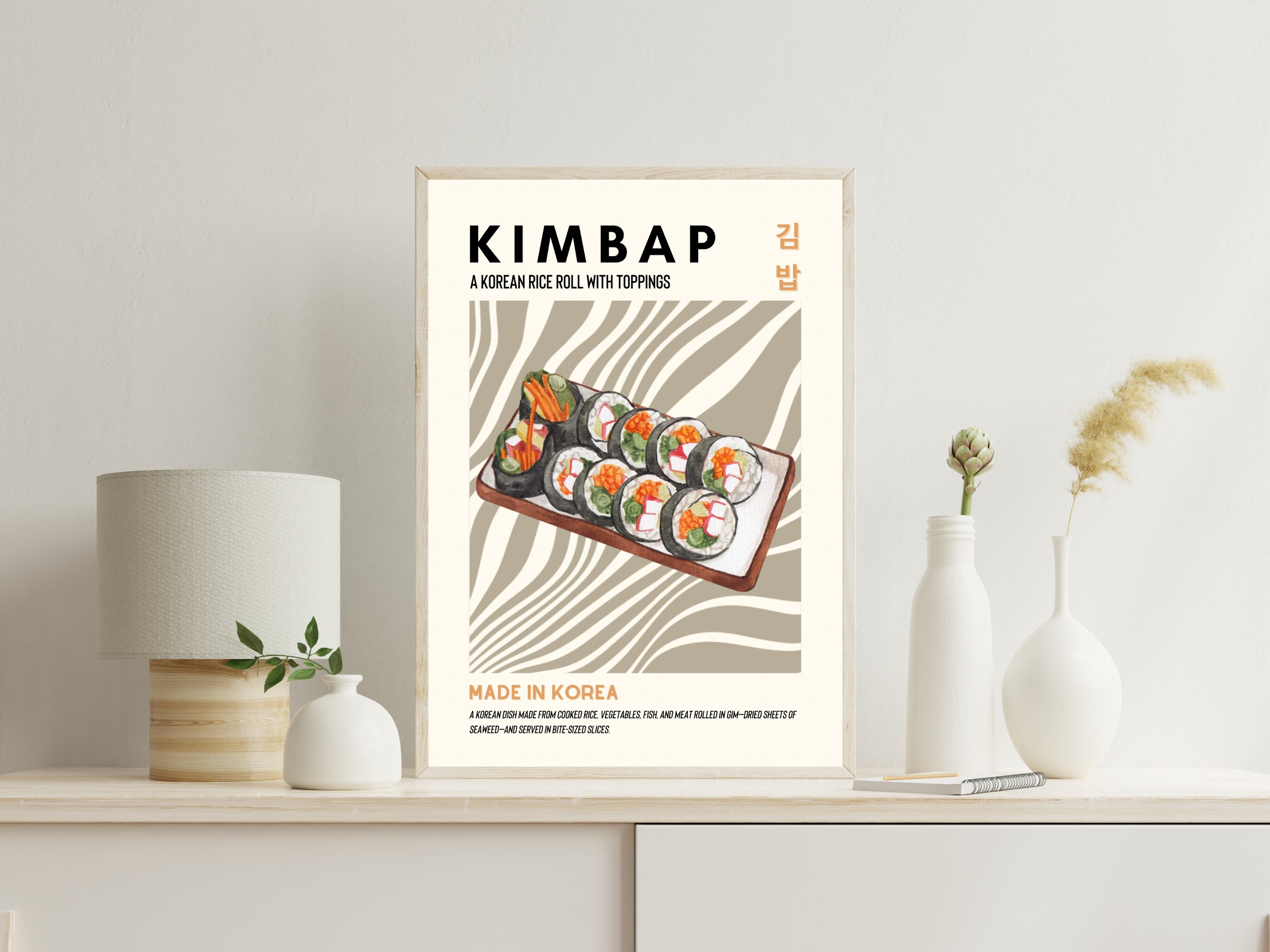 Korean Food Poster, Kimbap Wall Art Print, Food Home Decor, Digital ...