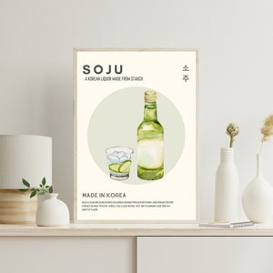 Korean Soju Poster, Small Business Restaurant Decor, Minimalist Home ...