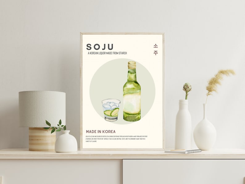 Korean Soju Poster: Minimalist Retro Travel Art (digital Download) - Etsy