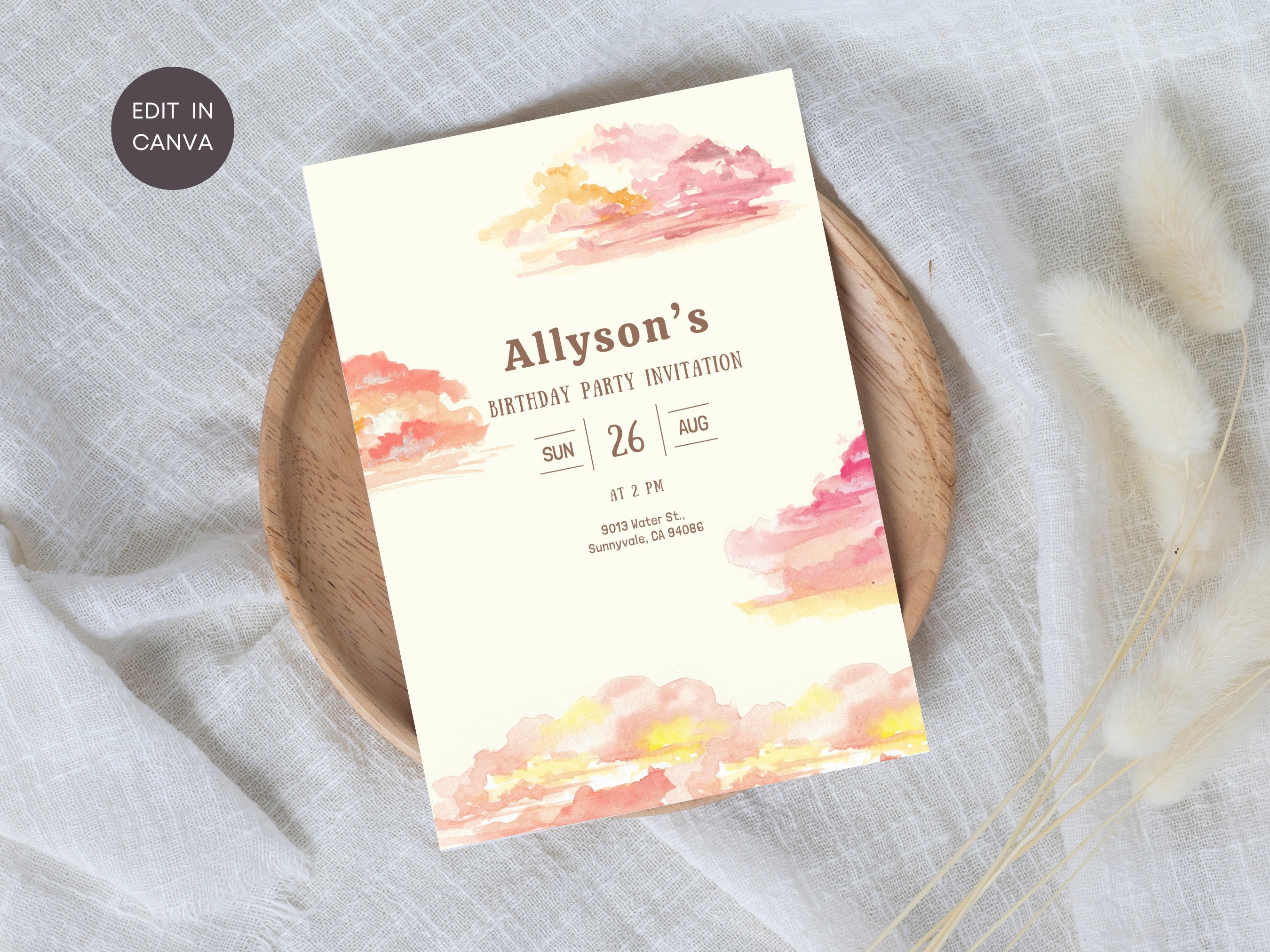 Editable Pastel Birthday Party Invitation Template, Birthday Party Card ...