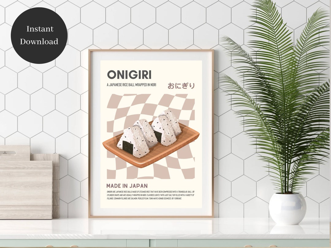 Onigiri Japanese Food Poster: Retro Anime Print (digital Download ...