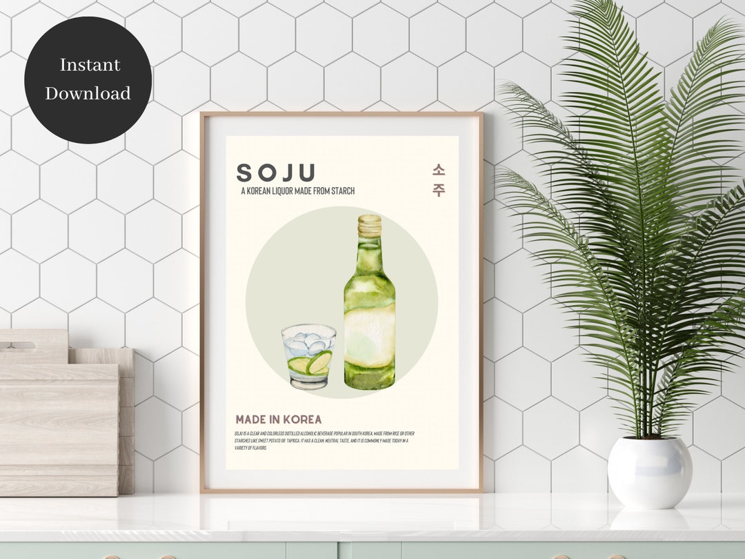 Korean Soju Poster, Small Business Restaurant Decor, Minimalist Home ...