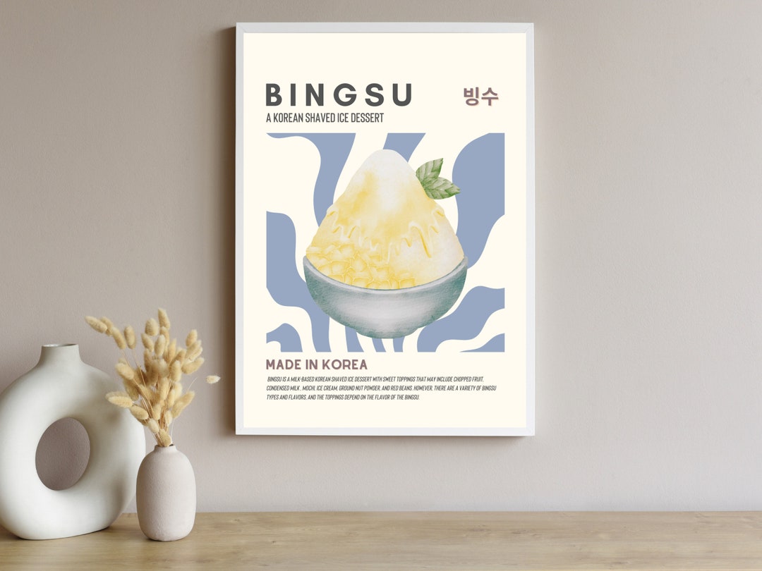 Korean Food Dessert Poster, Bingsu Wall Art Print, Minimalist Home ...