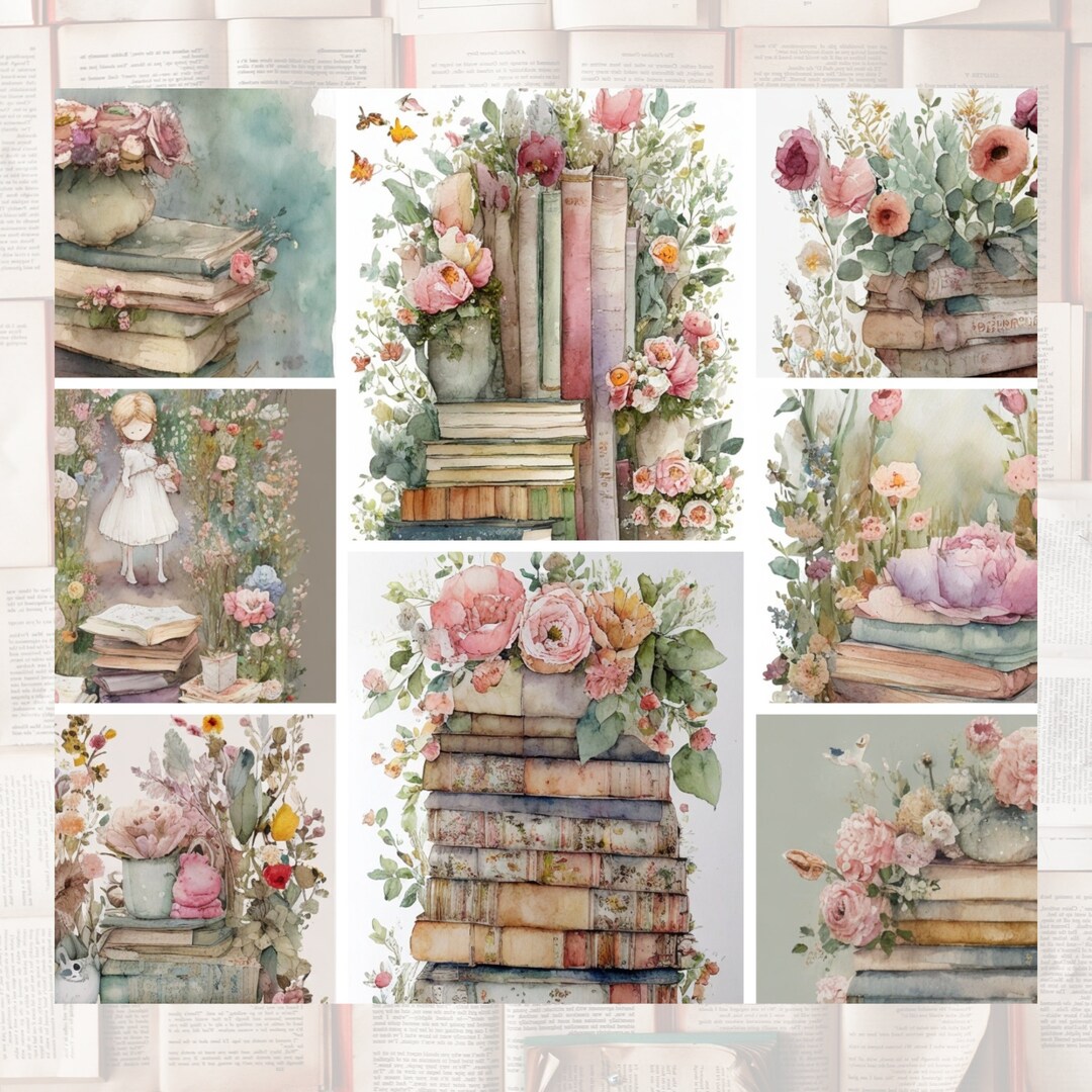 Book Lovers Printable Digital Download 5 Collage Pages Bookmarks Tags ...