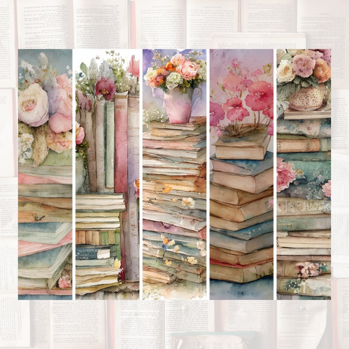 Book Lovers Printable Digital Download 5 Collage Pages Bookmarks Tags ...